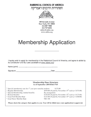 Fillable Online rabbis Application Form to convert to pdf - rabbisorg ...