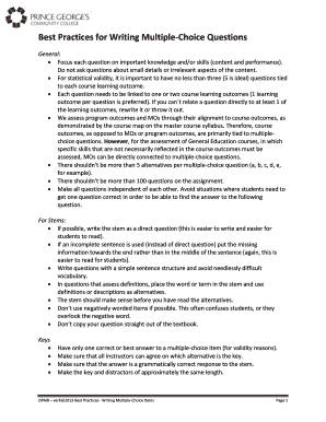Fillable Online Best Practices for Writing Multiple-Choice Questions ...