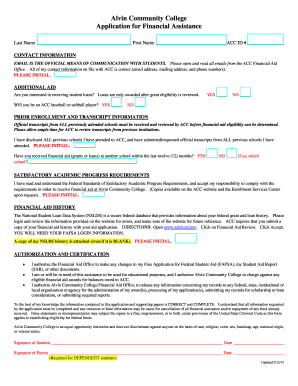 Fillable Online alvincollege Alvin Community College Application for ...