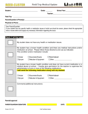 Fillable Online Field Trip Medical Update - rc255net Fax Email Print ...
