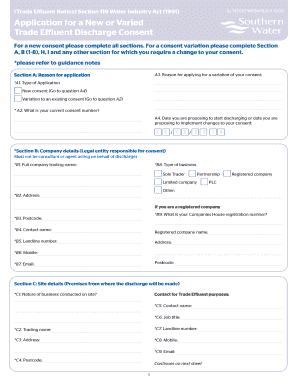 Fillable Online TradeEffluent ApplicationForm 0714 - Southern Water Fax ...