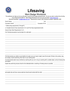 Lifesaving Merit Badge Workbook - Fill Online, Printable, Fillable ...
