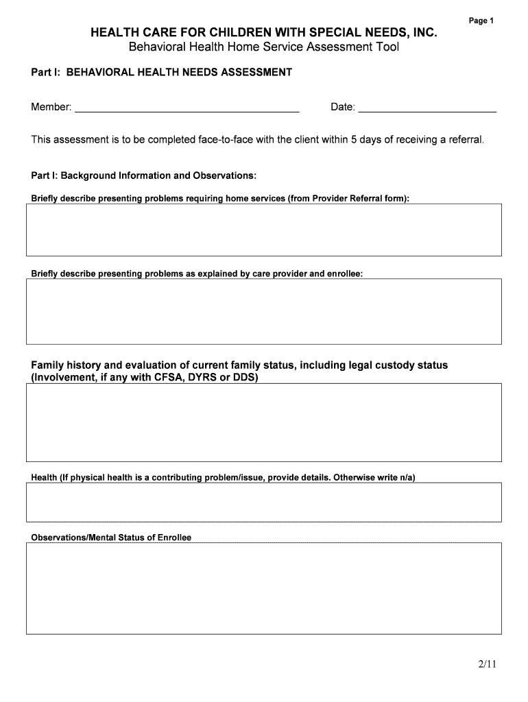 Fillable Online hscsn-net Page 1 HEALTH CARE FOR CHILDREN WITH SPECIAL ...