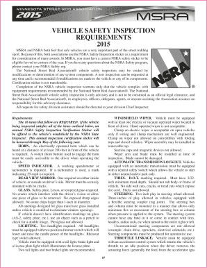 Fillable Online MSRA and NSRA both feel that safe vehicles are a very ...