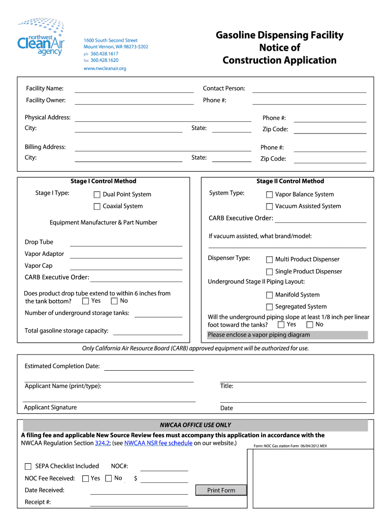 Fillable Online nwcleanair Gasoline Dispensing Facility Notice of ...