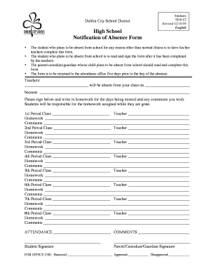 Fillable Online dublinschools 5200 F2 High School Notification of ...