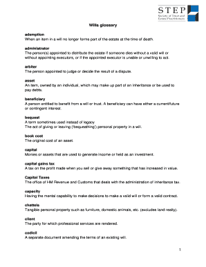 Fillable Online Wills glossary Fax Email Print - pdfFiller