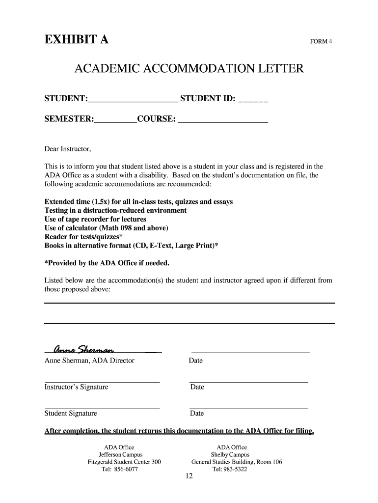 Fillable Online jeffersonstate ACADEMIC ACCOMMODATION LETTER ...