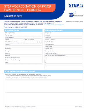 Fillable Online step STEP ACCREDITATION OF PRIOR EXPERIENTIAL LEARNING ...