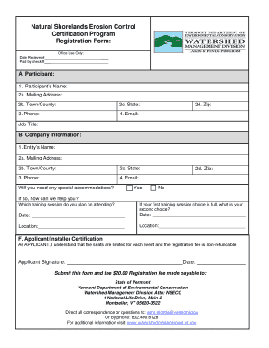 Fillable Online vlct Natural Shoreland Erosion Control Certification ...