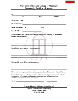 Fillable Online cap rx uga University of Georgia College of Pharmacy ...