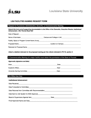 Fillable Online sites01 lsu NAMING REQUEST FORM FINALdoc Fax Email ...