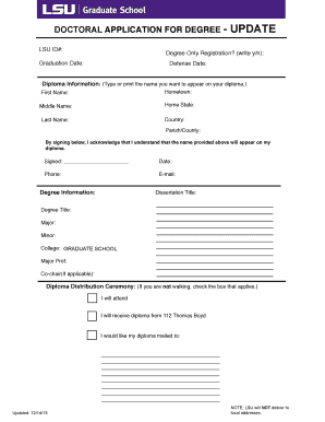 Fillable Online sites01 lsu DOCTORAL APPLICATION FOR DEGREE - Louisiana ...