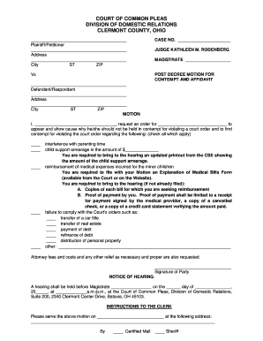 Fillable Online domesticcourt POST DECREE MOTION FOR Fax Email Print ...