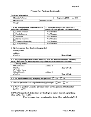 Fillable Online mcrh msu Primary Medical Care Physician Survey Fax ...