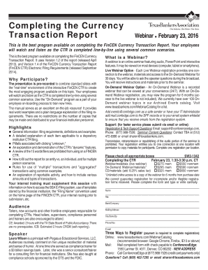 Fillable Online Completing the Currency Transaction Report Fax Email Print - pdfFiller