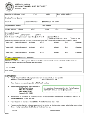 Fillable Online midpac Transcript Request Form TEST Fax Email Print ...