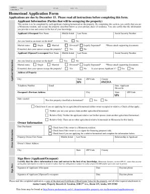 Fillable Online PIN YEAR DREC I USE ONLY Homestead Application Form Fax ...