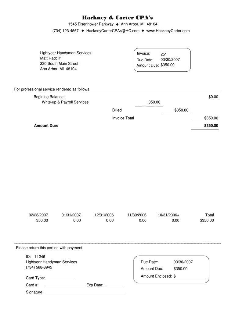 Fillable Online Invoice #251 - 022807 Fax Email Print - pdfFiller