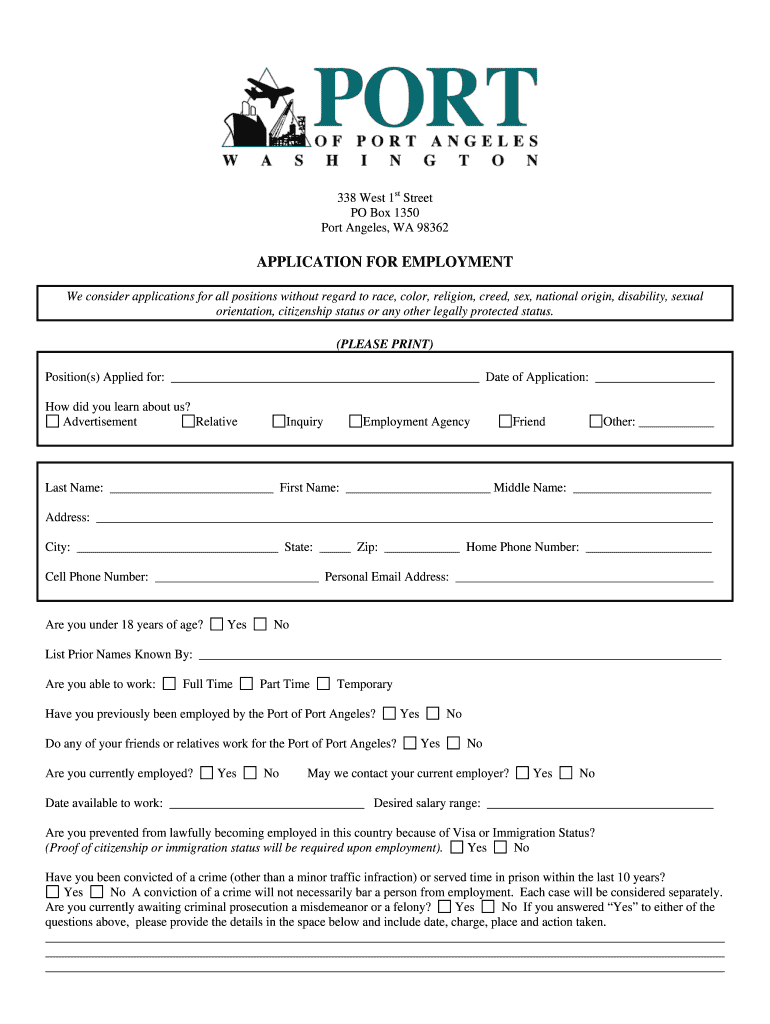 Fillable Online New Port employment application 5 10doc Fax Email Print ...