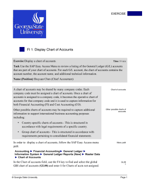 Fillable Online FI 1: Display Chart of Accounts Fax Email Print - pdfFiller