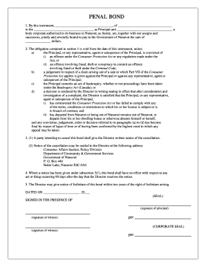 Fillable Online PENAL BOND - cgsgovnuca Fax Email Print - pdfFiller