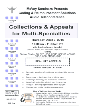 Fillable Online Appeals Collections amp Appeals for Multi-Specialties ...