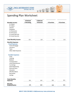 Fillable Online yretirement Spending Plan Worksheet - yretirement Fax ...