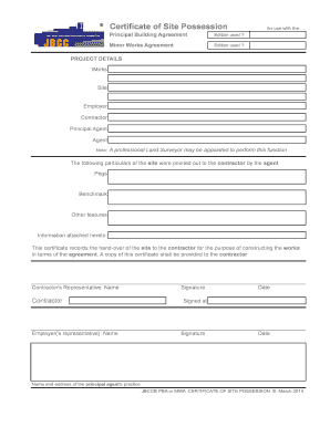 Fillable Online Certificate of Site Possession Fax Email Print - pdfFiller