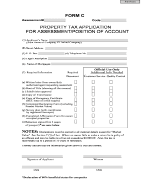 Fillable Online forms bahamas gov PROPERTY TAX APPLICATION FOR ...