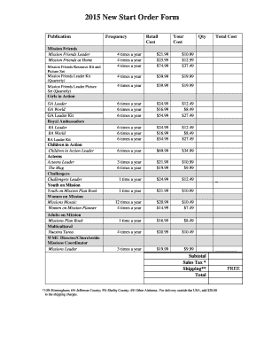 Fillable Online gabaptist WMU 15 NEW START ORDER FORM - Georgia Baptist ...