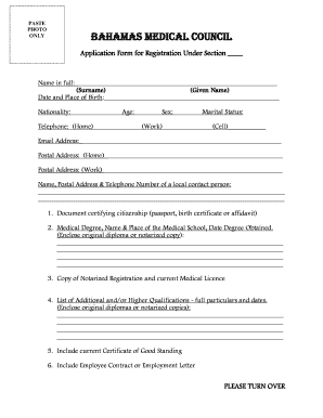 Fillable Online forms bahamas gov PASTE BAHAMAS MEDICAL COUNCIL Fax ...