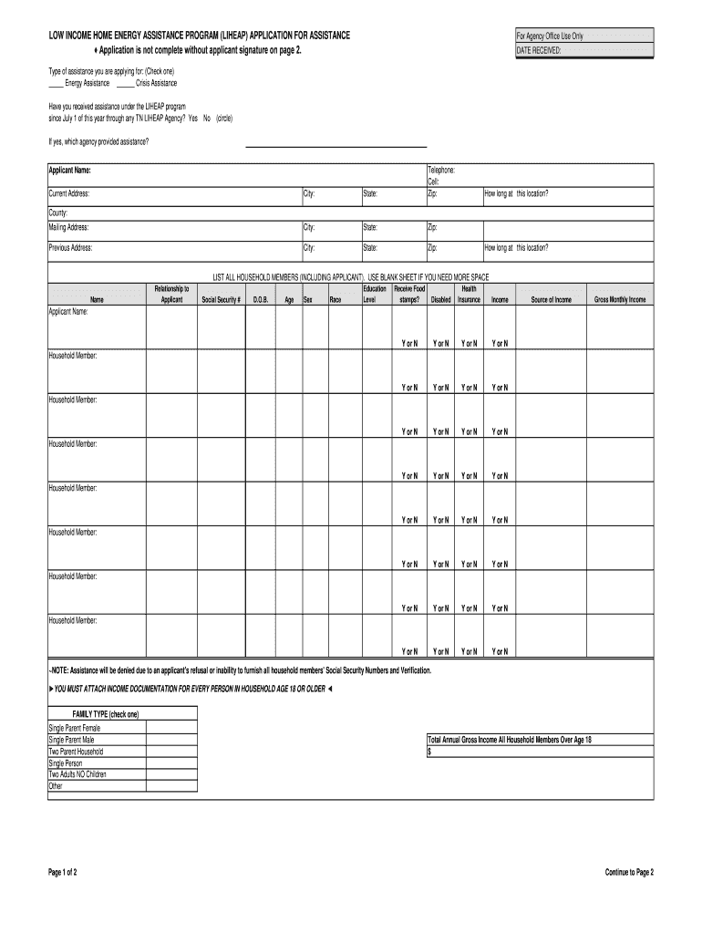 Fillable Online LOW INCOME HOME ENERGY ASSISTANCE PROGRAM (LIHEAP ...
