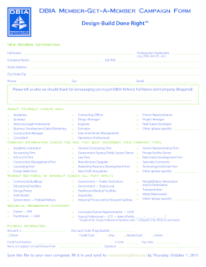 Fillable Online dbia DBIA MemberGetAMember Campaign Form DesignBuild ...