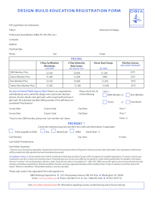 Fillable Online dbia Design-BuilD eDucation RegistRation FoRm - DBIA ...