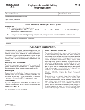 Fillable Online ARIZONA FORM Employees Arizona Withholding 2011 A-4 Fax ...