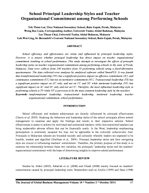 Fillable Online School Principal Leadership Styles and Teacher Fax ...