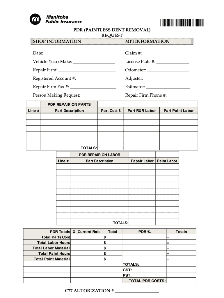 Fillable Online mpi mb REQUEST SHOP INFORMATION MPI INFORMATION Line ...