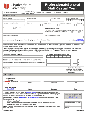 Fillable Online ProfessionalGeneral Staff Casual Form Fax Email Print ...