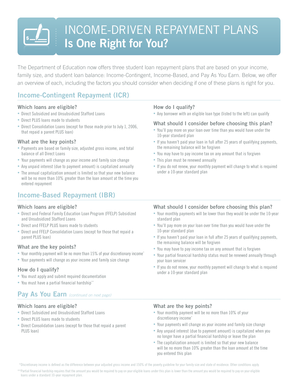 Fillable Online INCOME-DRIVEN REPAYMENT PLANS Is One Right for You Fax ...