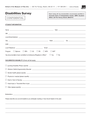 Fillable Online smfa Disabilities Survey - SMFA Boston Fax Email Print ...