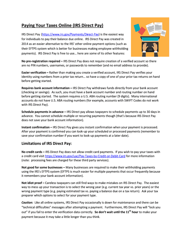 Fillable Online IRS Direct Pay (https://www Fax Email Print - pdfFiller