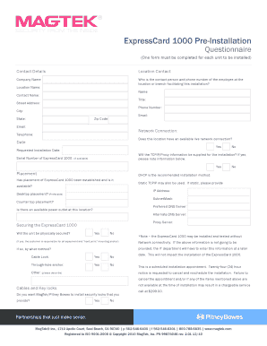Fillable Online ExpressCard 1000 Pre-Installation Questionnaire Fax ...