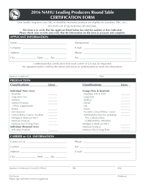 Fillable Online nahu 2016 NAHU Leading Producers Round Table ...