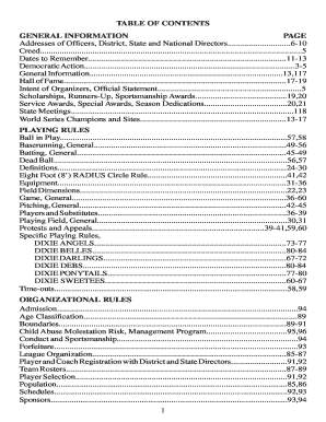 Fillable Online TABLE OF CONTENTS GENERAL INFORMATION PAGE Fax Email ...