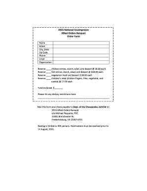 Fillable Online suvcw 2015 National Encampment Allied Orders Banquet ...