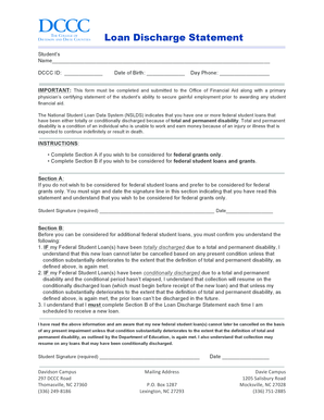 Fillable Online davidsonccc Loan Discharge Statement - davidsonccc Fax ...