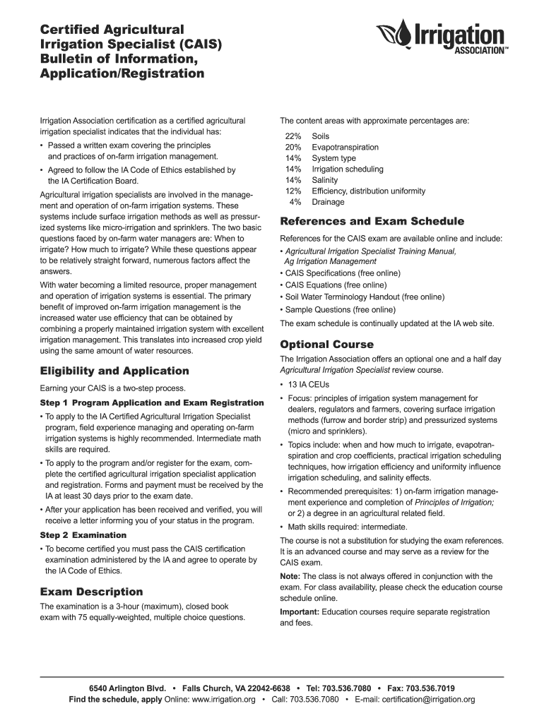 Fillable Online irrigation Certified Agricultural - irrigation Fax ...