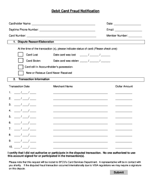 Fillable Online secure sfcu Debit Card Fraud Notification Fax Email ...