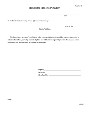 Fillable Online BFormb 20 Request for Suspension b2004bpdf Fax Email ...
